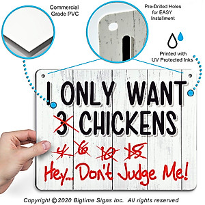 Bigtime Signs I Only Want Chickens 9" x12'' PVC Chicken Decor Sign - Christmas Chicken Yard Decorations Chicken Toys | Chicken Coop Accessories for Chicken Feeder - Chicken Gifts for Chicken Lovers