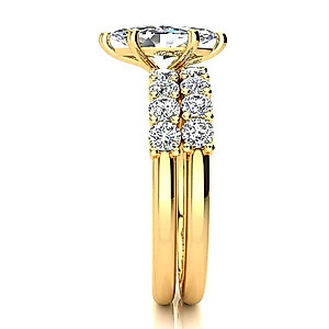 DRISHYA FASHION 1.60 Ct Marquise Cut Simulated Diamond Engagement Wedding Ring Set 14k Yellow Gold Plated 925 Sterling Silver (6)