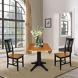 IC International Concepts 42" Round Top Pedestal 2 Chairs, Black/Cherry Dining Table, OneSize