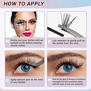 MAEXUS Lash Clusters, Individual Lashes 120 Clusters Natural Look Cluster Lash DIY Eyelash Extension at Home (M20D -0.07D, 8-16mm MIX)