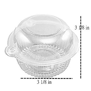 Hewnda 50 Pack Clear Plastic Single Individual Cupcake Muffin Dome Holders Cases Boxes Cups Pods