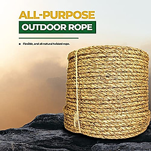 SGT KNOTS Twisted Manila Rope - Natural 3 Strand Fiber Hemp Rope for Indoor and Outdoor Use | Multipurpose Manila Rope for Crafts, DIY Projects, Home Decorating, Climbing | 1/2 in x 50 ft