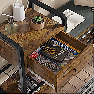 Itaar Hall Tree, Entryway Bench, Coat Rack Shoe Bench, Shoe Storage and Storage Drawer, Soft Cushion and Hanging Rod for Living Room, Bedroom, Rustic Brown