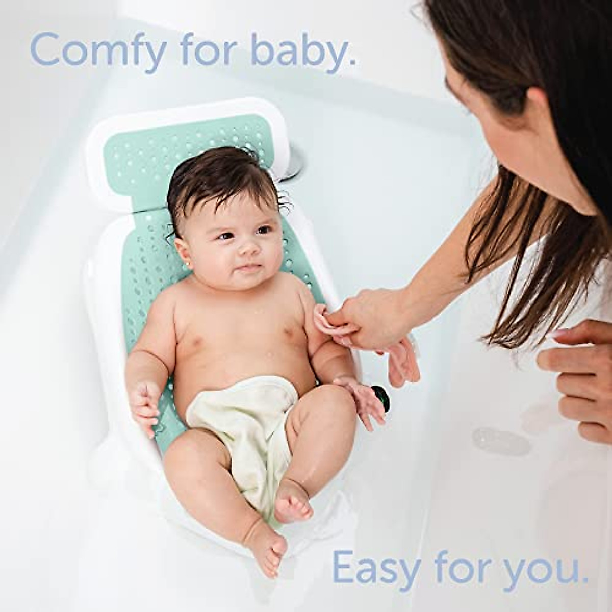 Baby Bather - Bath Support for Bathtub or Sink (0-6 Months) Slip-Resistant & Ergonomic for Newborn Infant (Aqua) - Jool Baby