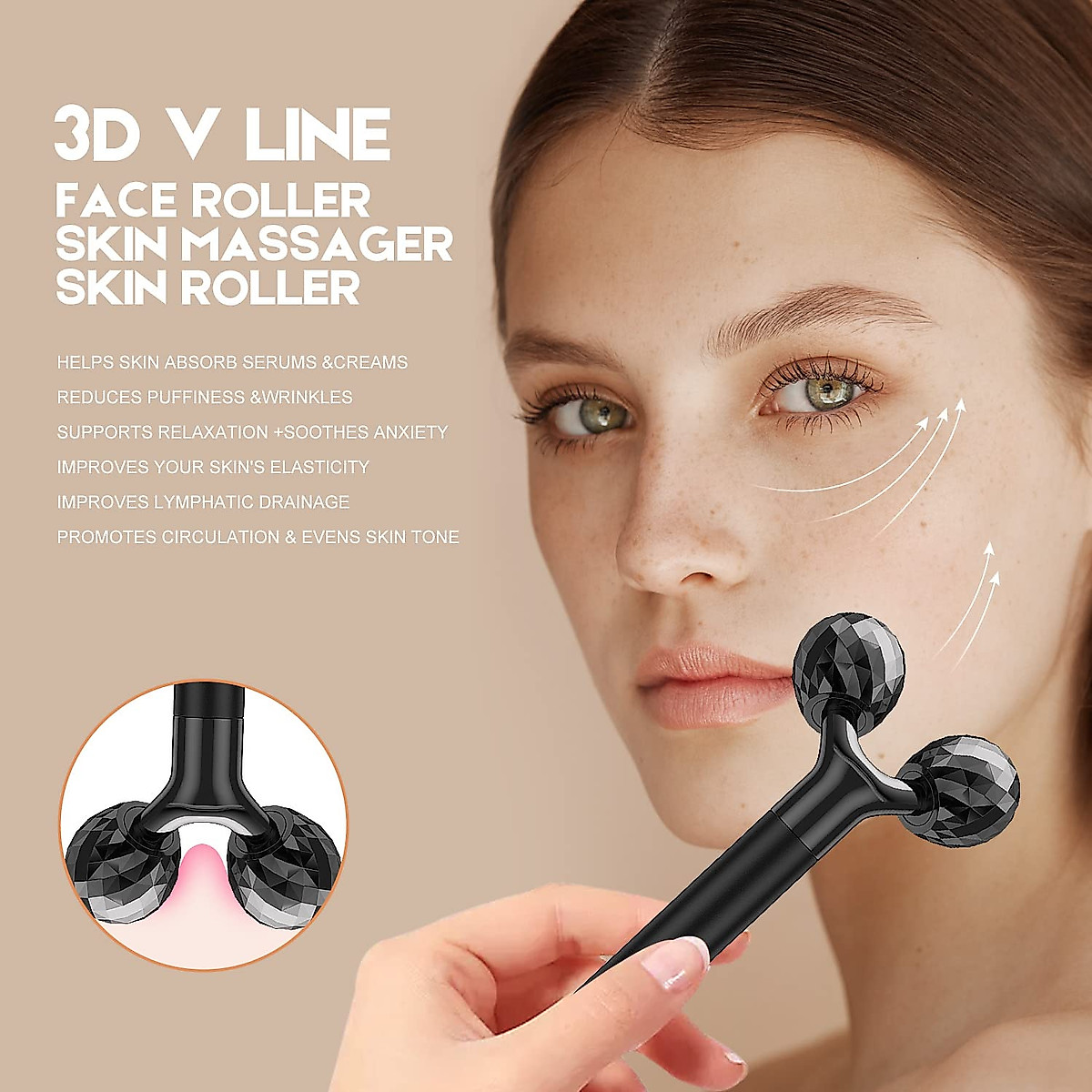 2-IN-1 Beauty Bar Electric Face Massager, 3D Roller and T Shape Arm Eye Nose Head Massager Facial Roller Massager Kit Skin Care Tools