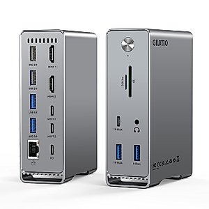 MacBook Pro Docking Station, 14-in-2 Dual USB C Docking Station Dual Monitor for MacBook Pro (Not M1) with Dual 4K HDMI 60Hz, 10Gbps, RJ45, Audio, SD/TF Slots, 87W PD