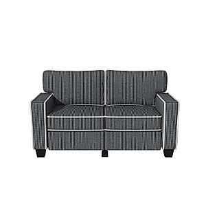 FANYE Gray 2 Accent Deep Cushions Seaters Plastic Legs Loveseat Double Couch with Storage, Modern Corduroy Upholstery Sofa Love Seat W/Square Armrest for Home Office Apartment Small Space Living Room