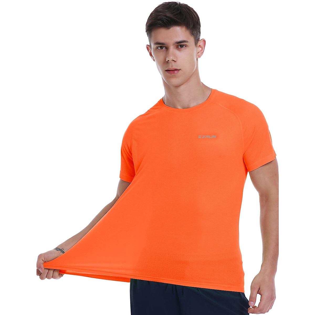 Men's Dry Fit Moisture Wicking Athletic T-Shirt Short Sleeve Workout Running Shirts for Men (Orange,5XL)
