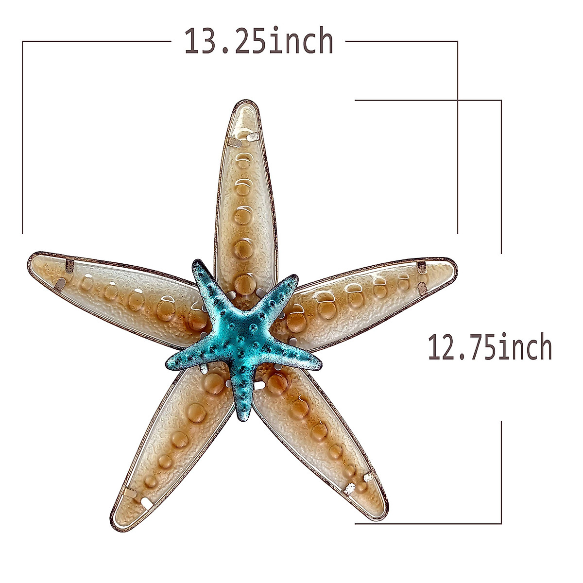 JOYBee Metal&Fused Glass Starfish Wall Art Decor,Sea Life Nautical Home Decor,Wall Art13.25inch*12.75inch, Decoration for Garden,Home,Patio,Kitchen,Bathroom, Coastal Decorations