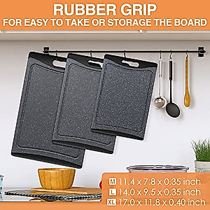 Extra Large Cutting Boards, Plastic Cutting Boards for Kitchen (Set of 3), Dark Grey