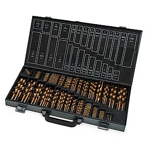 230 Piece Titanium Drill Bit Set - Multiples of Each of The 27 Sizes from 3/64" up to 1/2 Inch -Coated HSS