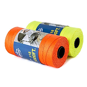 HONGDA Nylon Twine, 1000 Feet #18 Braided Nylon Mason line String Perfect for Masonry Jobs and for The Layout of General Construction, Gardening, DIY Project, Fluorescent Yellow