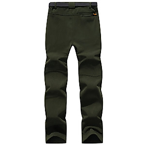 BenBoy Men's Snow Ski Outdoor Waterproof Windproof Fleece Cargo Hiking Pants,AN-SF1602M-Army Green-2XL