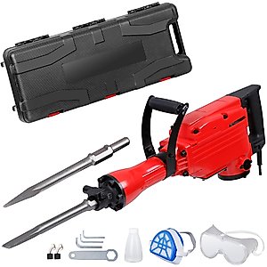 ZENY 2200W Heavy Duty Electric Demolition Jack Hammer Concrete Breaker Drills w/Case, Gloves 2 Chisel 2 Punch Bit Set