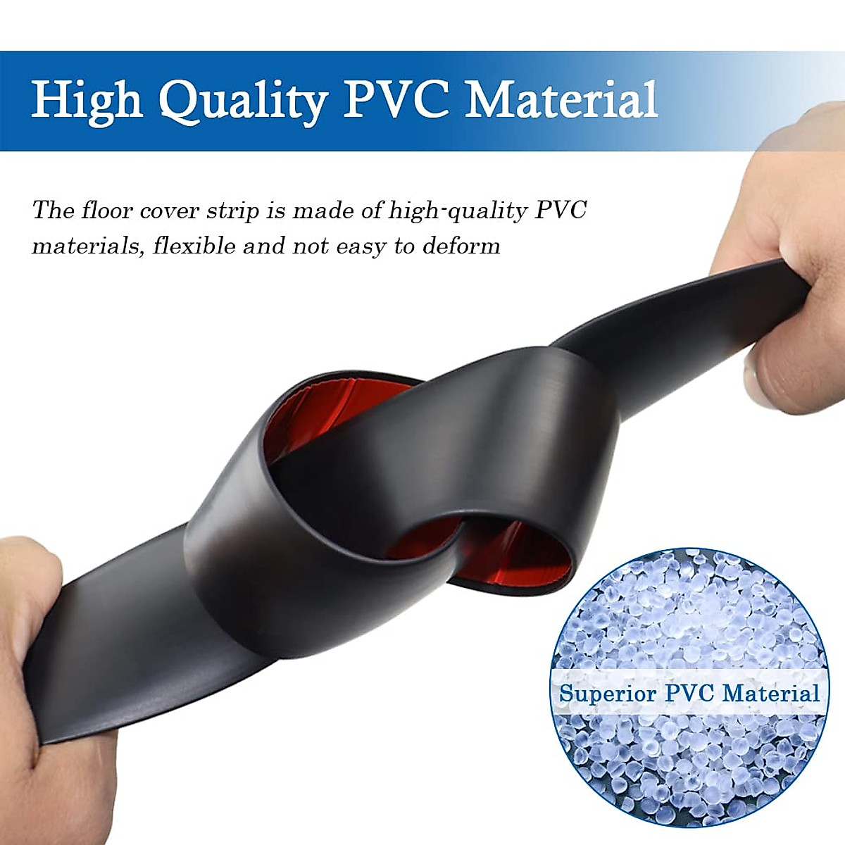 Floor Transition Strip Floor Cover Strips Self Adhesive Flooring Transitions Laminate Floor Strip 1.57" Wide Vinyl Floor Flat Divider Strip (4cm, 10Ft, Black)