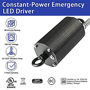 40W Emergency LED Light Driver, OSTEK 90 Min Emergency Battery Backup Power Supply Emergency Driver, Input AC100-347V, Output 170V DC, UL-Listed - IP65 Waterproof