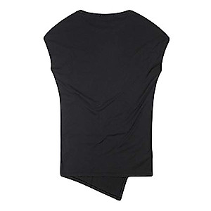 YOMXL Men Solid Color Irregular Hem Tops Athletic Sport Soft Tank Tops Casual T Shirt Tee Black