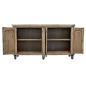 Sunset Trading Cottage 71" Panel Door Credenza | Driftwood Brown Solid Wood Fully Assembled Cabinet Sideboard