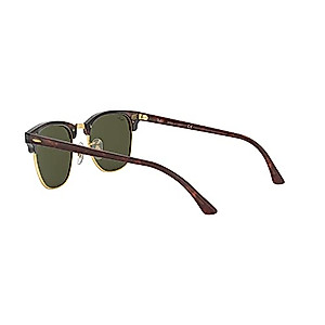 Ray-Ban RB3016 Clubmaster Square Sunglasses, Mock Tortoise On Gold/G-15 Green, 49 mm