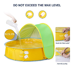 FBSPORT Ball Pit Tent for Kids, Baby Beach Tent Paddling Pool, Baby Play Pool Tent, 50+ UPF Protection Sun Shade with Basketball Hoop- Balls Not Included