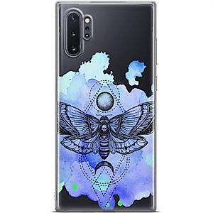 Mertak Case Compatible with Samsung Galaxy A73 A72 5G A71 A70 A53 A52 A32 A50 A21s Watercolor Flexible Lightweight Deaths Head Moth Silicone Protective TPU Cover Slim Gothic Design Insect Art