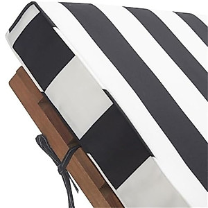 SAFAVIEH Outdoor Collection Newport Natural/ Black & White Stripe Cushion Built-in Side Table Adjustable Chaise Lounge Chair