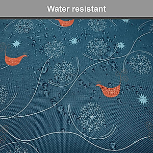 Ambesonne Winter Chair Seating Cushion Set of 4, Orange Birds on Leafless Tree Branches Snowy Woods Nature, Anti-Slip Seat Padding for Kitchen & Patio, 16"x16", Petrol Blue Orange White