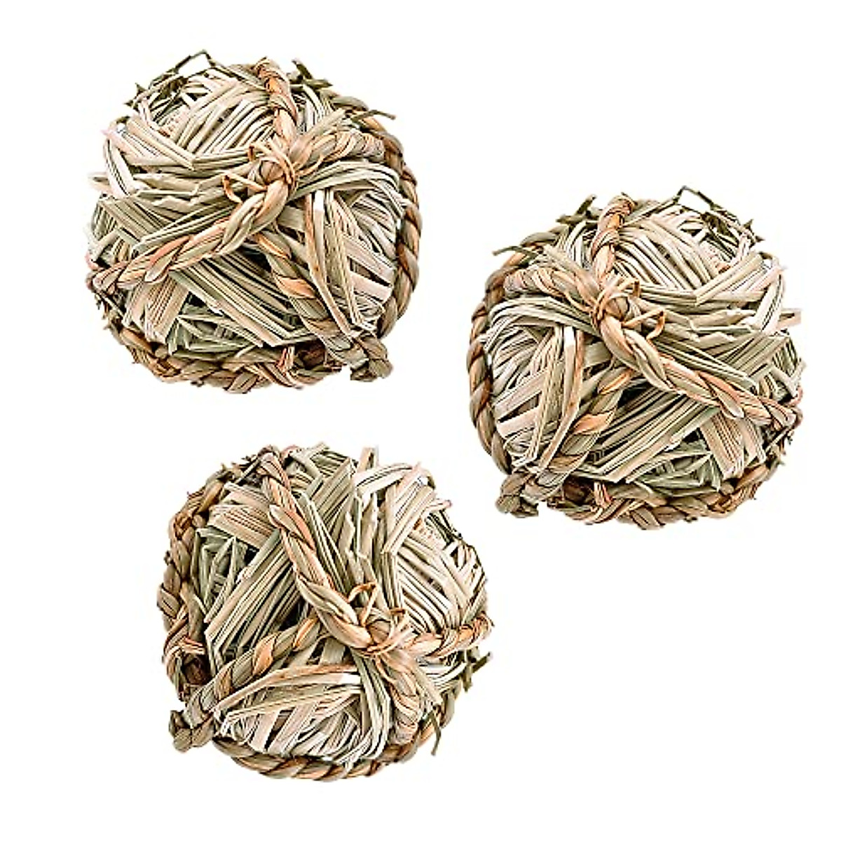 SunGrow Seagrass Balls for Rabbit, for Pet’s Gums & Teeth, Chewable Teething Activity Toy for Gerbils, Guinea Pig, Dwarf Bunny (3 Pieces/Pack)