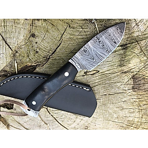Perkin Damascus Steel Knife Hunting Knife With Sheath Bushcraft Knife - SK800
