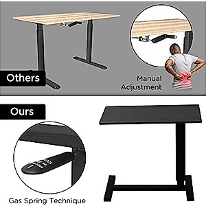 Erinaik Adjustable Height Overbed Table, Large Medical Bedside Desk with Hidden Casters, 31.5" L x 15.7" W, Mobile Tray Table for Hospital, Office, Home, Study Use