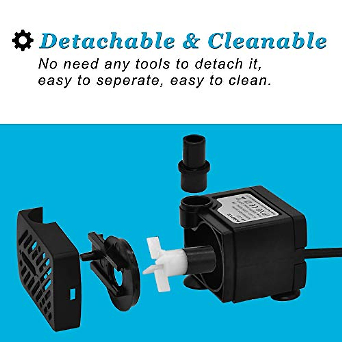 DOMICA 3W 50GPH Mini Submersible Water Pump, Small Fountain Pump for Pond, Aquariums, Fish Tank, Tabletop Fountain, Pet Fountain, Indoor or Outdoor Fountain