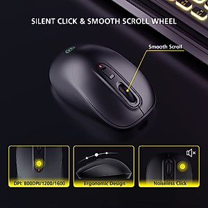 Backlit 2.4G Wireless Keyboard and Mouse Combo, Illuminated Full-Sized Rechargeable Keyboard & Silent Mouse Set with Rainbow Lighting & Integrated Cradle for Macbooks, PC Computer & Laptop