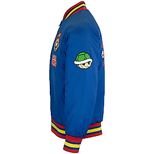 Nintendo Super Mario Bomber Jacket for Boys, Mario and Luigi Bomber Jacket (Mario Blue, Size 8)