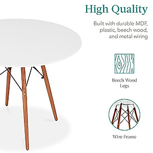 Best Choice Products 5-Piece Dining Set, Compact Mid-Century Modern Table & Chair Set for Home, Apartment w/ 4 Chairs, Plastic Seats, Wooden Legs, Metal Frame - Brown/White