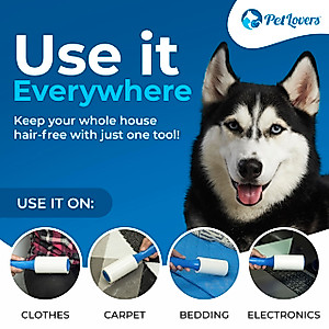 PetLovers Extra Sticky Lint Roller Mega Value Set 450 Sheets for Pet Hair Removal, Dog and Cat Lint Remover 5 Pack