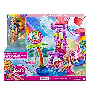 Barbie Dreamtopia Chelsea Water Lagoon Playset with Chelsea Doll (6 in Blonde), 2 Pets, Slide, Pool & Swing, Gift for 3 to 7 Year Olds