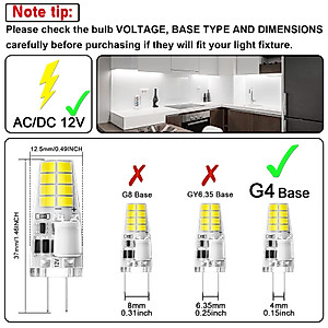 TAIYALOO G4 LED Bulb 3W 6000K Daylight White Bi-Pin T3 JC Type 12V AC/DC 20W-30W Halogen Bulb Replacement for Under Cabinet Puck Light, Chandeliers, Landscape Lighting, Non-dimmable, 10-Pack