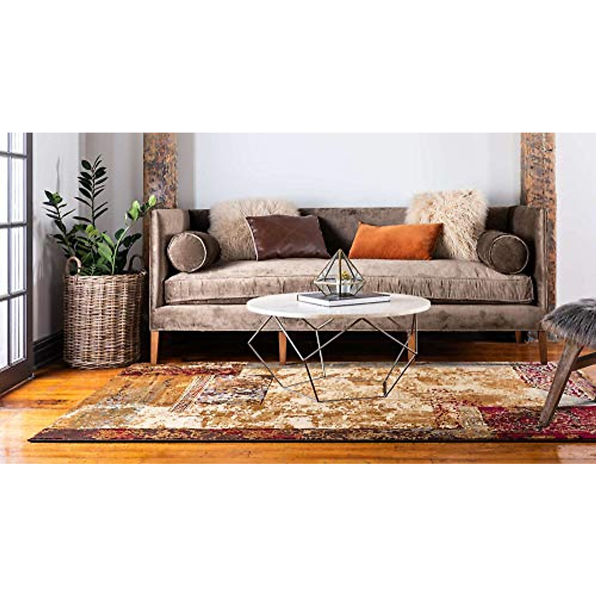 Unique Loom Barista Collection Area Rug - Arusha (7' 10" x 10' Rectangle, Beige/ Black)