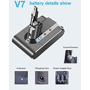 DTK Battery Replacement for Dyson V7 SV11 Handheld Vacuum Cleaner 21.6V 4500mAh Motorhead Pro Trigger Animal Car+Boat Absolute Fluffy Mattress Extra [ONLY Fit for V7 SV11 Series]