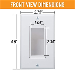Wi4You Recessed Wall Plate 2 Pack Decotive Cable Wall Plate with Fly Mounting Wings Bottom Opening for Low Voltage Cable Pass Through WI1009-2