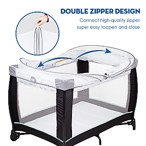 Beberoad Love Pack N Play Tent Cover Playpen Mosquito Net Cover with 2-Way Zipper for Travel Crib/Playard (White)