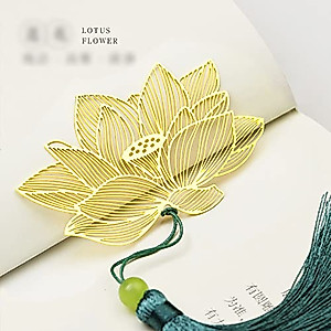 2 Pcs Hollow Metal Bookmarks Retro Flowers Leaves Reading Markers with Chinese Knot Tassel for Students Teachers Gift Giving Rose Gold Lotus Ginkgo