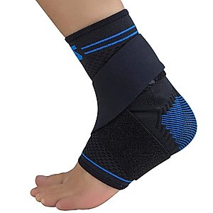 Zensah Elite Gel Sports Compression Ankle Sleeve with Removable Strap - Breathable, Lightweight, Premium Fabric, Comfortable (Black, Large)