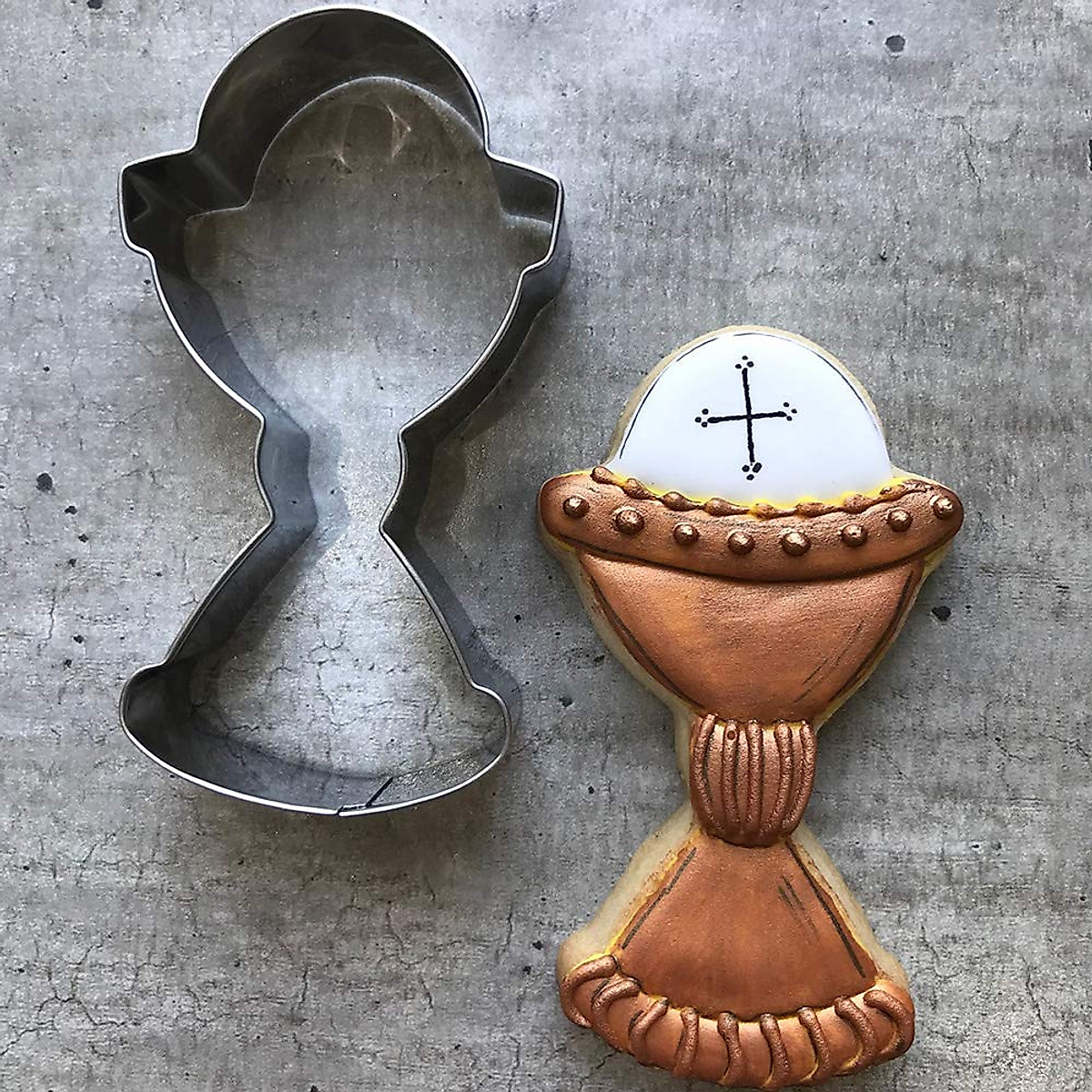 LILIAO Chalice Cookie Cutter Holy Cup Christian Baptism Fondant Biscuit Cutter - 2.3 x 4.1 inches - Stainless Steel