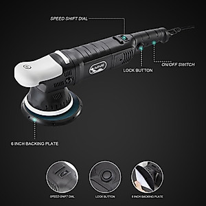 AUTIWOZ Car Buffer Polisher, 6-Inch Dual Action Polisher for Car Detailing, Random Orbital Car Polisher with 6 Variable Speeds, DA Polishers Kit for Car Detailing/Polishing/Waxing