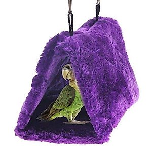 Plush Pet Bird Hut Nest Cdycam Hammock Hanging Cage Warm Nest Happy Snuggle Cave Tent (Purple, Medium)