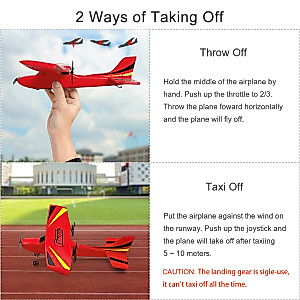 HAWK'S WORK 2 CH RC Airplane, RC Plane Ready to Fly, 2.4GHz Remote Control Airplane, Easy to Fly RC Glider for Kids & Beginners (Red)