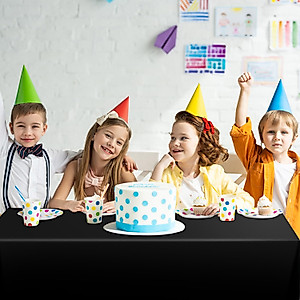 Black Disposable Plastic Table Cloth Roll 54" X 100', Plastic Table Cover with Cutter Box, Cut to Size Disposable Tablecloth for Parties