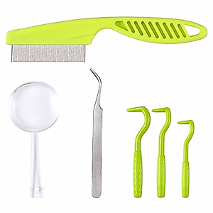TOYMIS 6pcs Tick Removal Tool, Tick Remover for Dogs Cats and Humans Convenient Tick Remover Plastic with Tweezers Comb and Magnifying Glass