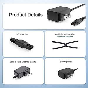 15V Shaver Charger Fit for Philips Norelco OneBlade QP6530/70 QP6520 QP6510 QP6550 Razor HQ8505 Replacement Power Adapter Supply Cord